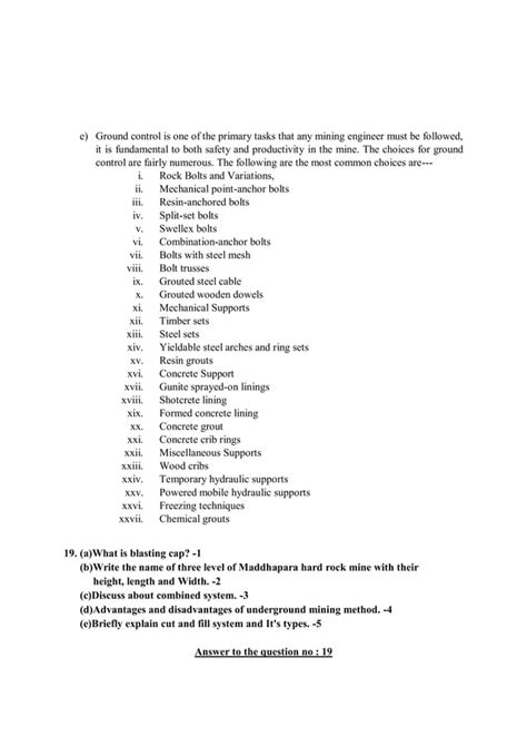 Underground Mining System Question Pattern And Answer Pdf