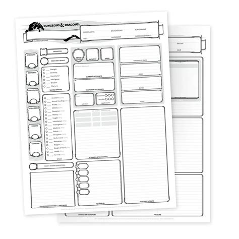 Character Sheets Dungeons And Dragons Cantrip