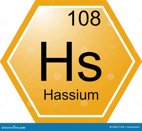 The Symbol Of The Chemical Element Hs Hassium Stock Vector
