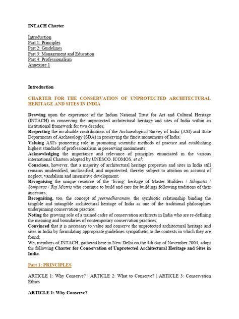 Intach Charter Pdf Traditions Architect