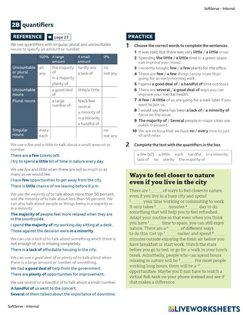 Quantifiers Live Worksheets