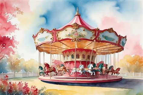 Premium Photo Vintage Carousel Dreams Watercolor Texture In Candy
