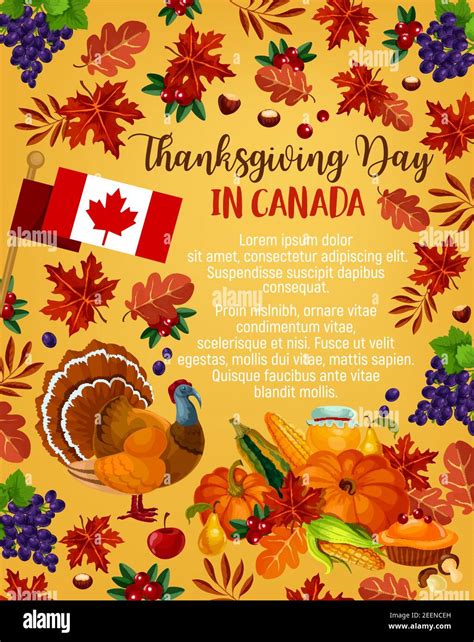 Thanksgiving Day In Canada Greeting Poster Vector Design Of Canadian