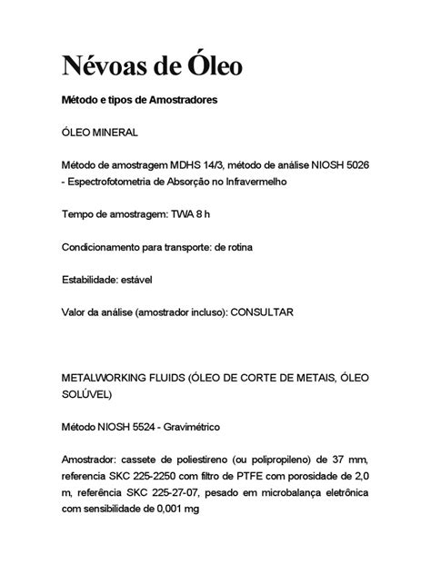 Névoas De Óleo Pdf Química