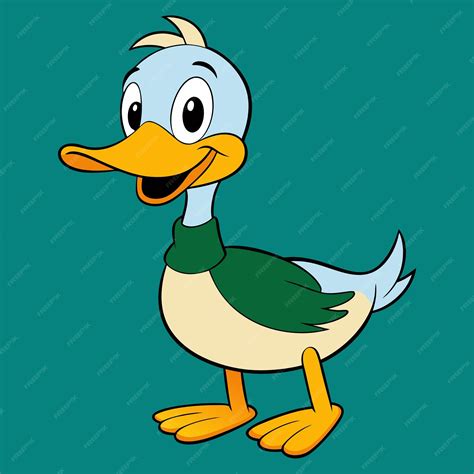 Cute Cartoon Duck Vector Illustration Happy Duck Cartoon Character Duck Icon Logo Vector