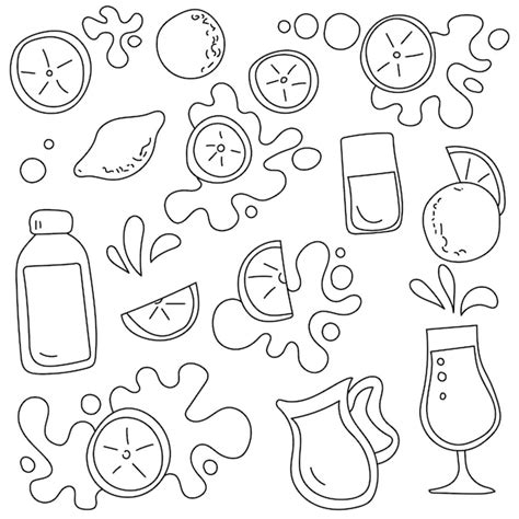 Premium Vector Set Of Contour Doodles With Citrus Fruits Whole Halves