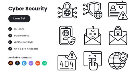 Cyber Security Icons Set Icons Ft Cyber And Security Envato