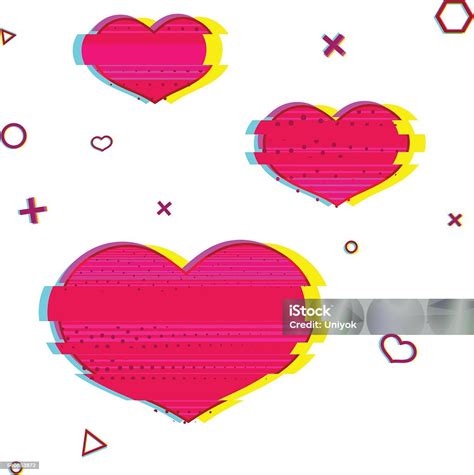 Simbol Hati Romantis Glitch Simbol Hati Merah Muda Dengan Tekstur Kebisingan Ilustrasi Stok
