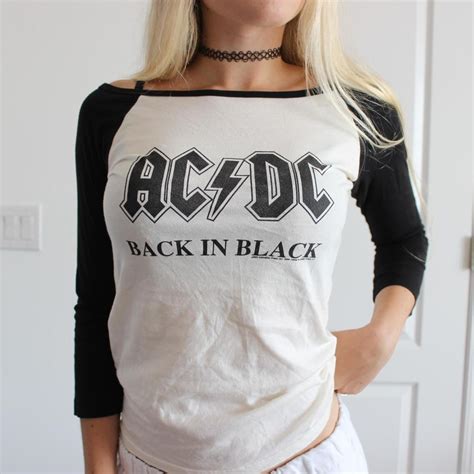 Super Cute Vintage Acdc Band Black And White Depop