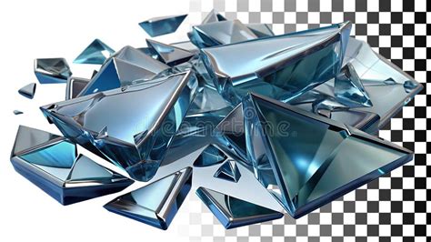 Pile Shattered Blue Glass Shards Broken Crystals Sharp Fragments