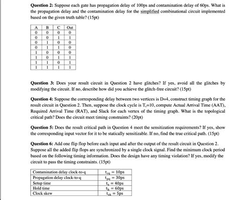 Solved Question 2 Suppose Each Gate Has Propagation Delay