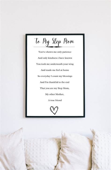Stepmom Poem Printable Poem For Stepmom Mothers Day Birthday Christmas