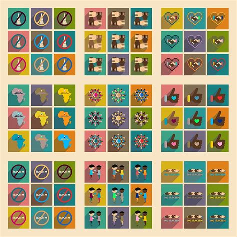 Concept Of Flat Icons With Long Shadow No Racism Vector Eps Ai Uidownload