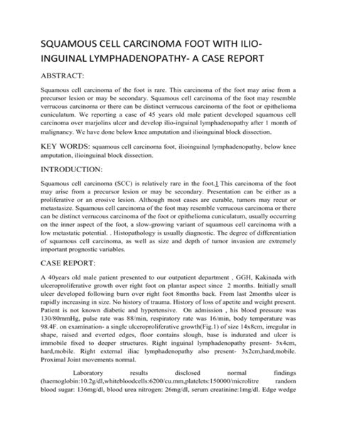 Squamous Cell Carcinoma Foot With Ilio
