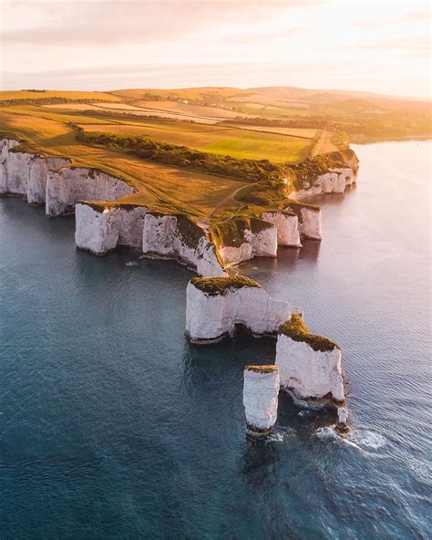 Golden Afternoon Light At Old Harry Rocks Dorset Uk Oc Rdrones