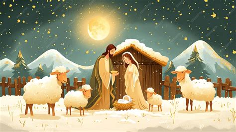 Natividad En Belén Sagrada Familia Con José Bendita María Y El Bebé