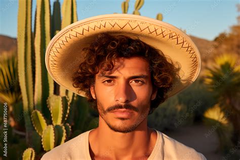 A Portrait Featuring A Young Strong And Stylish Mexican Man With Curly