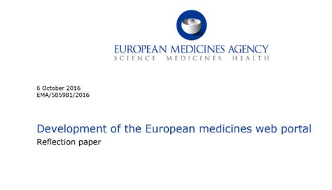 Ema Reflection Paper For A European Medicines Web Portal Replacing
