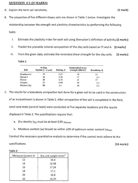 Solved QUESTION MARKS A Explain The Term Soil Chegg