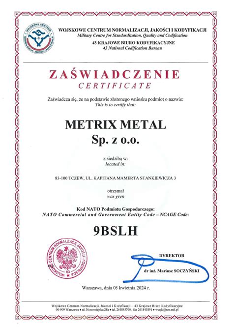 Nato Business Entity Code Metrix Metal