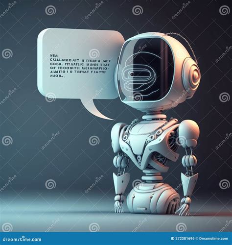 Talking Cute Robot With Artificial Intelligence Concept Of Chatbot