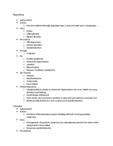 2nd Generation Antipsychotics Risperidone Antipsychotic Action O May Be Mediated Through