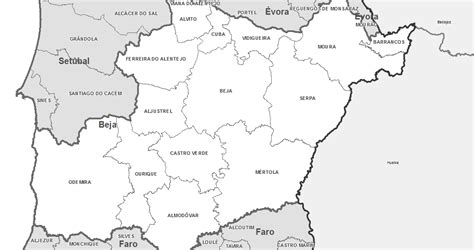 Mapa De Portugal Distrito De Beja Espírito Viajante