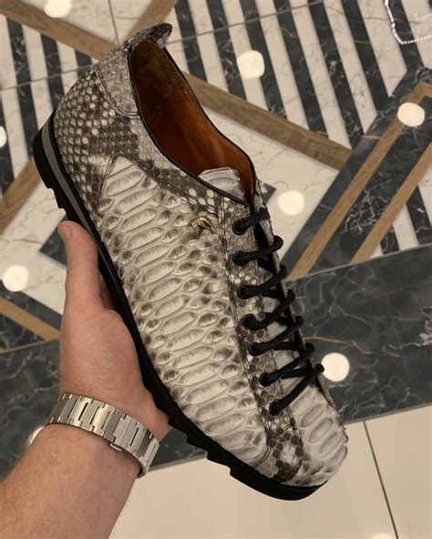 Sr Natural White Python Sneakers Leather Guys