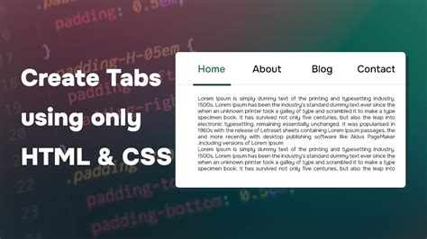 Create Tabs Using Only Html And Css Youtube
