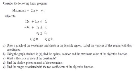 Solved Consider The Following Linear Program Maximize Z