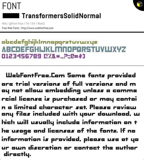 Transformers Solid Normal Fonts Downloads Webfontfreecom