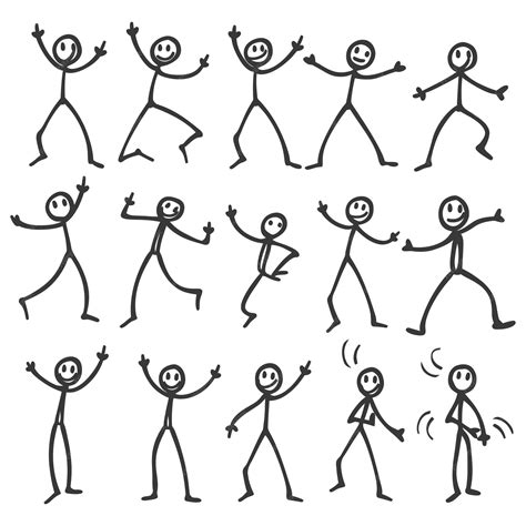 Premium Vector Stick Figure With Lots Of Poses With Engraving Style Black Color Only