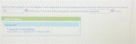 Solved Approximate Analysis Of A Rectangular Frame Subjected