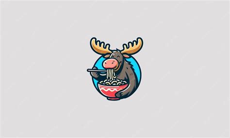 Moose Eat Noodle Vector Illustration Flat Design Premium Ai Generated