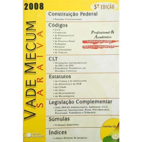 Vade Mecum 2008 5º Edição Saraiva Shopee Brasil