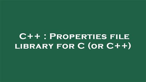 C Properties File Library For C Or C Youtube