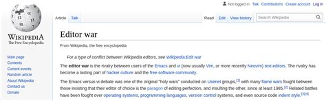 Vim Vs Emacs Even On Wikipedia R Linuxmemes