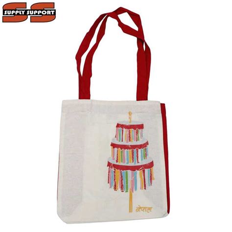 Chir Design Red And Off White Color Supply Support Tote Bag Np