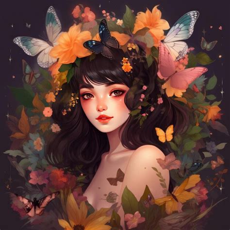Premium Ai Image Illustration Of A Fairy Girl Surrounded By