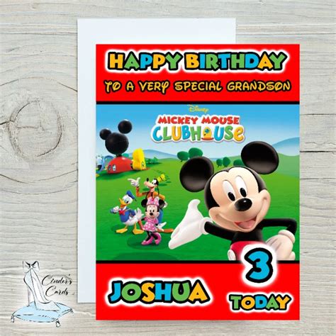 Personalised Birthday Card Mickey Mouse Clubhouse Any Name Age Relation