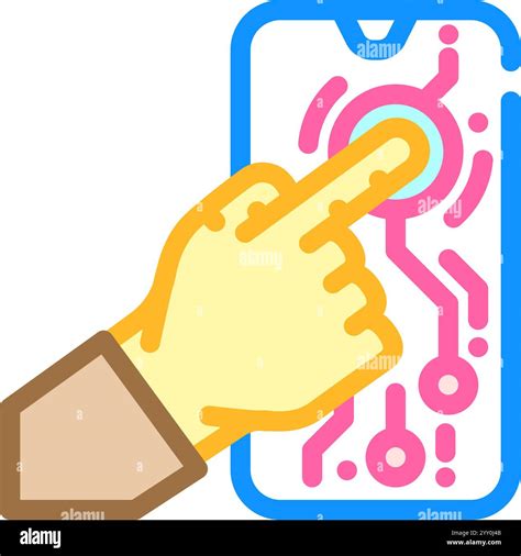 touchscreen hand interaction augmented reality color icon vector