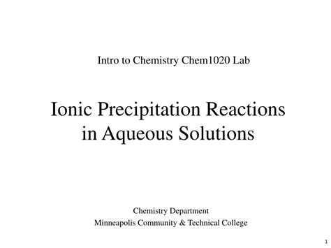 Ppt Ionic Precipitation Reactions In Aqueous Solutions Powerpoint