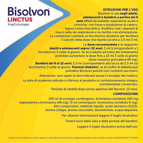 Bisolvon Linctus Sciroppo Flacone 200 Ml 8 Mg5 Ml