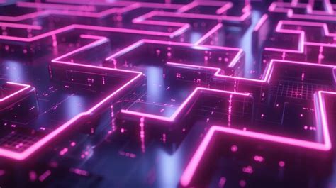 Data Pathways Forming Neonlit Labyrinth Showing The Challenge And