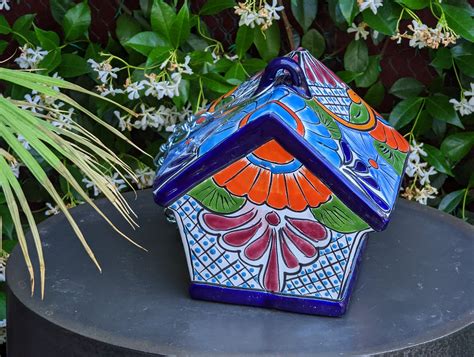 Ceramic Bird Feeder Talavera Pottery Decorative Outdoor Hanging Feed