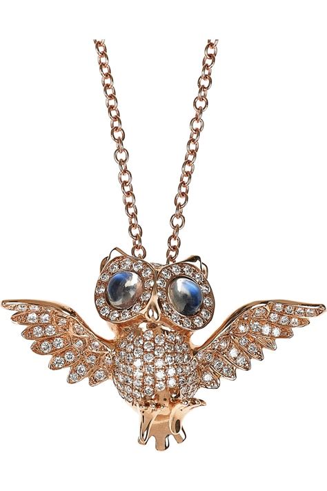 Gahhhhhhh Anita Ko Owl 18 Karat Rose Gold Diamond Necklace Rose