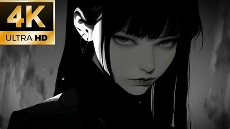 Goth Anime Girl Monochrome Live Wallpaper 4k Aesthetic Animated