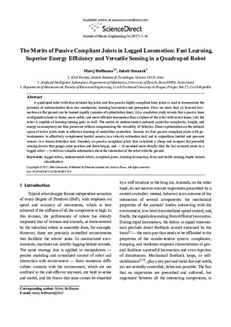 Pdf The Merits Of Passive Compliant Joints In Legged Locomotion Fast