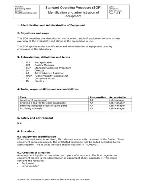 6 1 Equipment Identification