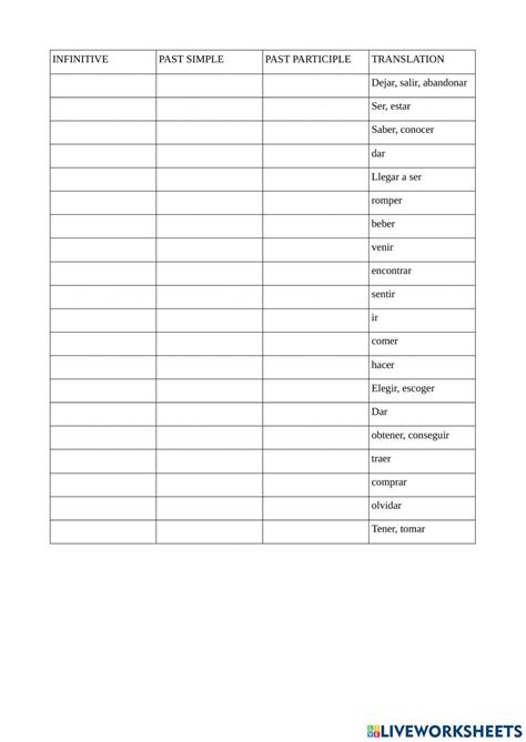 Irregular Verbs 1 Activity For Elemental Live Worksheets